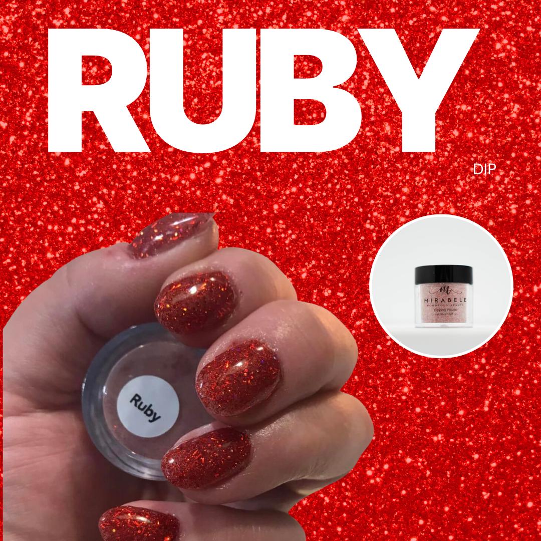 Red Sparkle Nail Colour - Ruby Dip Powder – Mirabele Beauty