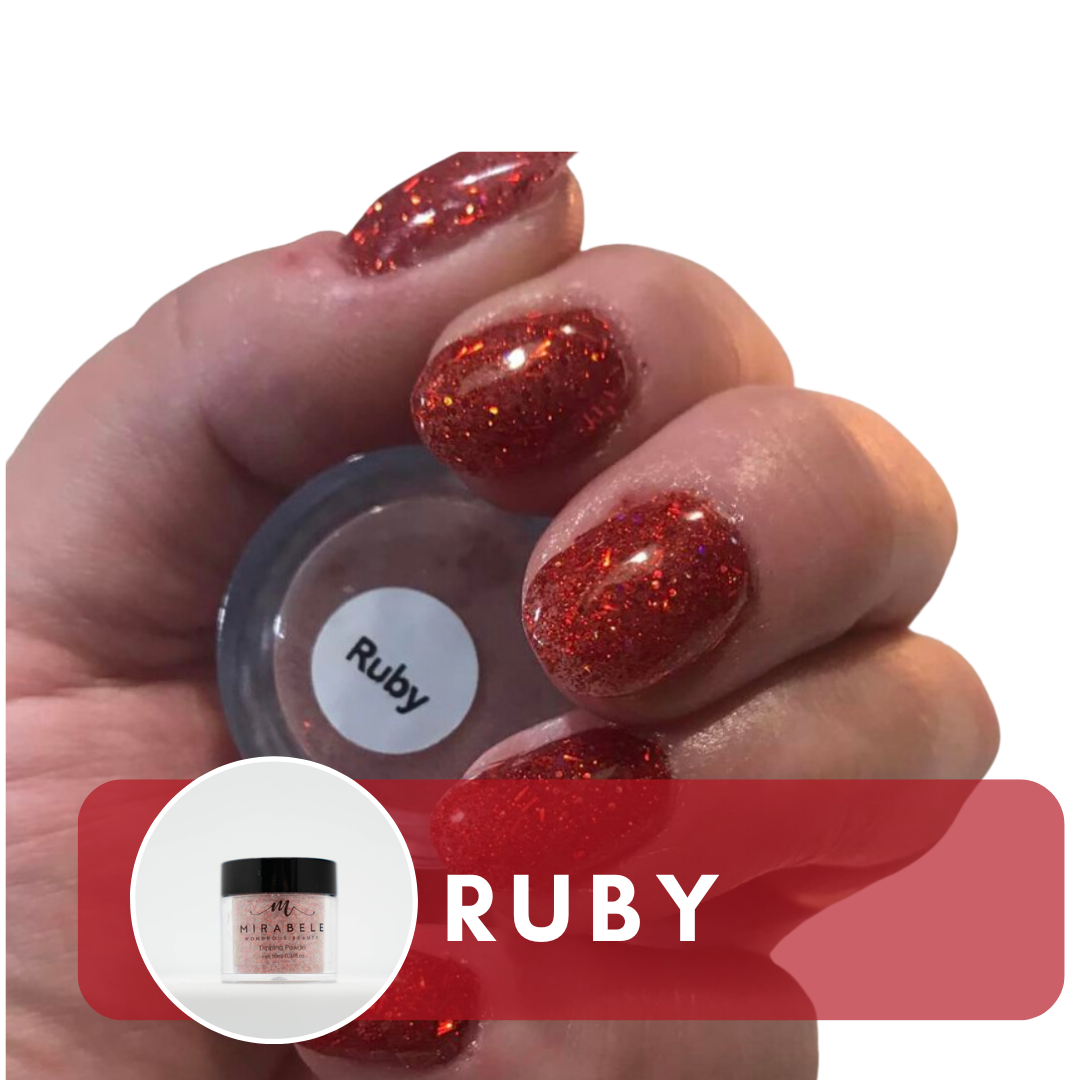 Red Sparkle Nail Colour - Ruby Dip Powder – Mirabele Beauty